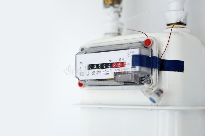 Gas counter on wall stock photo. Image of needle, modern - 19123334