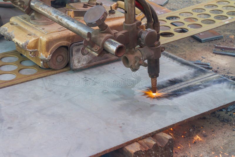 Gas Cutting Machine on Steel Plate Stock Photo - Image of laser, motion ...
