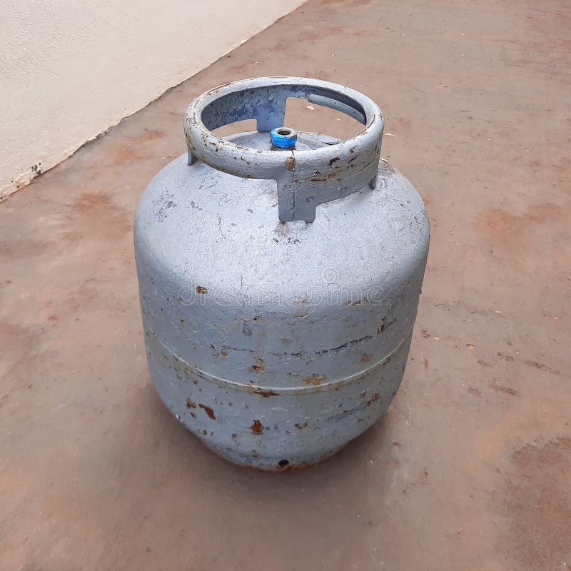 Gas Cylinder 13 Kg, Silver, Used Stock Image - Image of canister ...