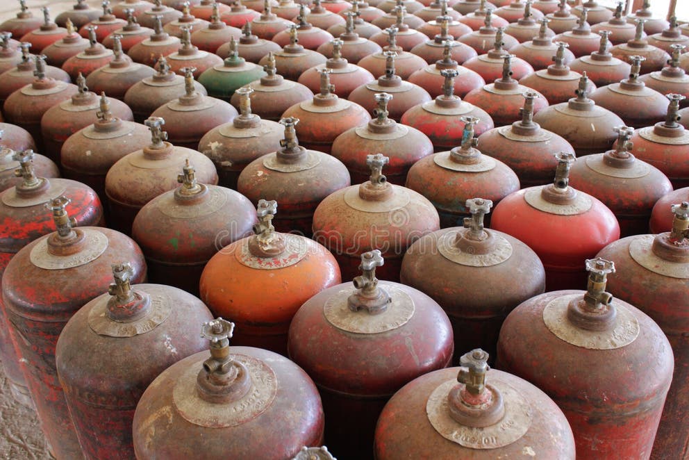 Gas cylinder rows stock photo. Image of iron, balloon - 39577754