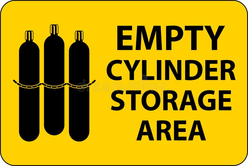Gas Cylinder Sign Empty Cylinder Storage Area with Cylinders Chained ...