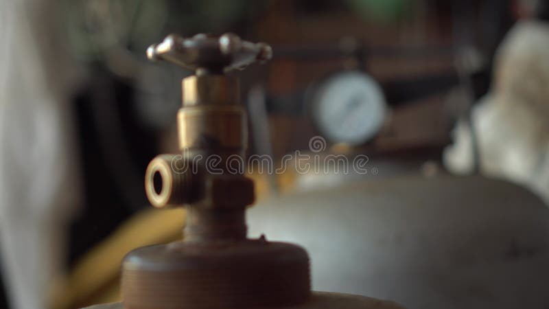 Gas Cylinder Valve, Valve, Focus Changes To Pressure Sensor. Production ...