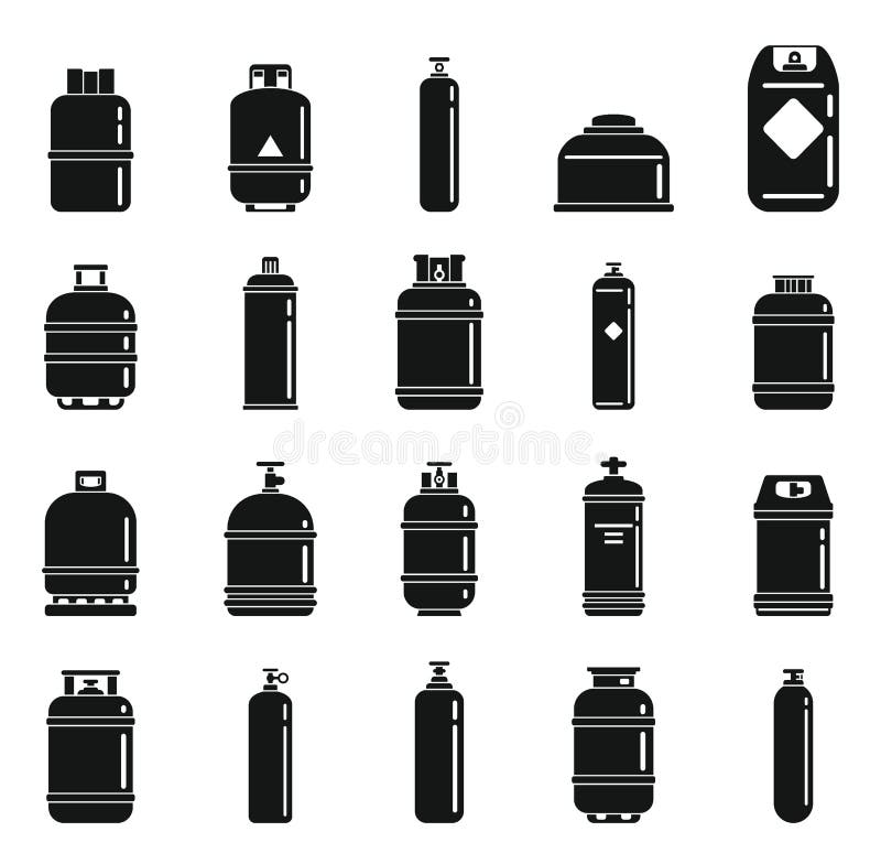 Gas Cylinders Icons Set, Flat Style Stock Vector - Illustration of ...