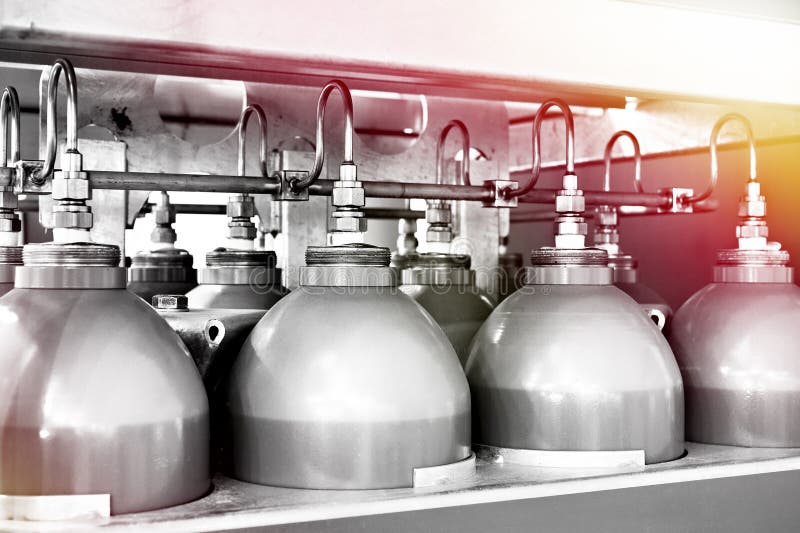Gas cylinders stock image. Image of bottle, pipes, technology - 353294473