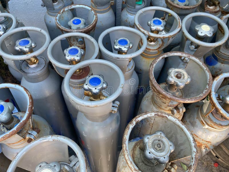 Gas Cylinders Tanks in Gas Shop Stock Image - Image of natural, metal ...