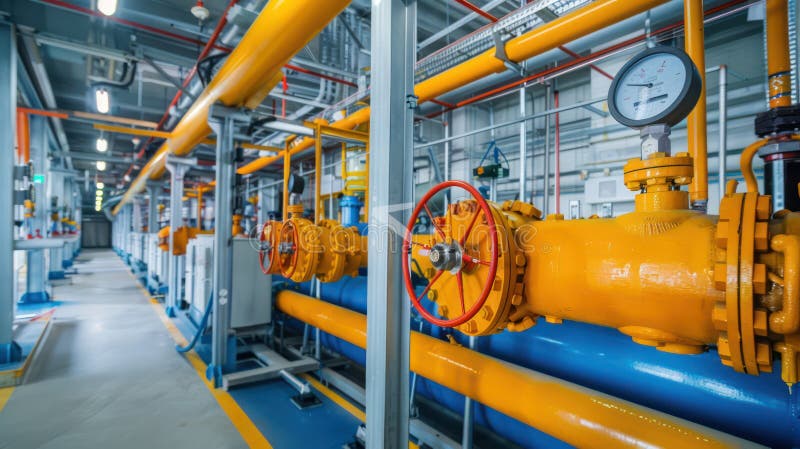 Gas Distribution Plant Interior with Compression Stock Illustration ...