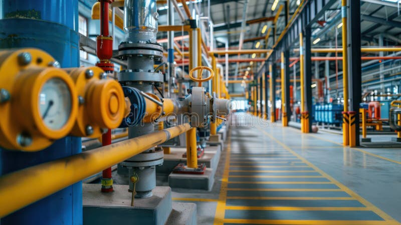 Gas Distribution Plant Interior with Compression Stock Illustration ...