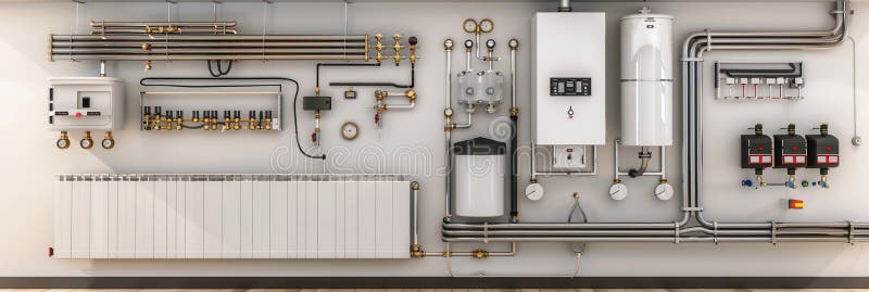 Gas and Electric Heating System Installed in Basement for Efficient ...
