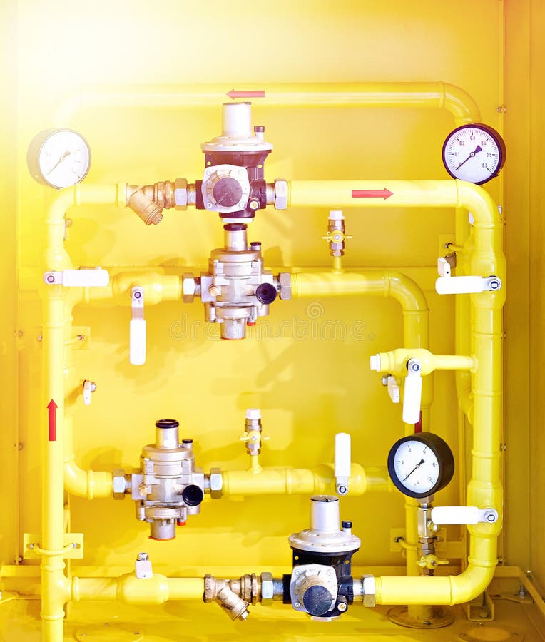 Gas Equipment Pipes, Manometers and Valves Stock Photo - Image of steel ...