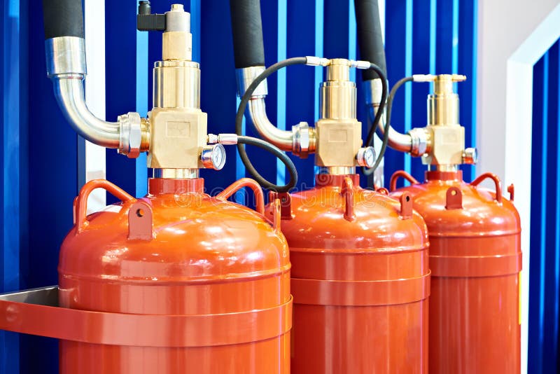 Gas extinguishing modules stock photo. Image of group - 217391152