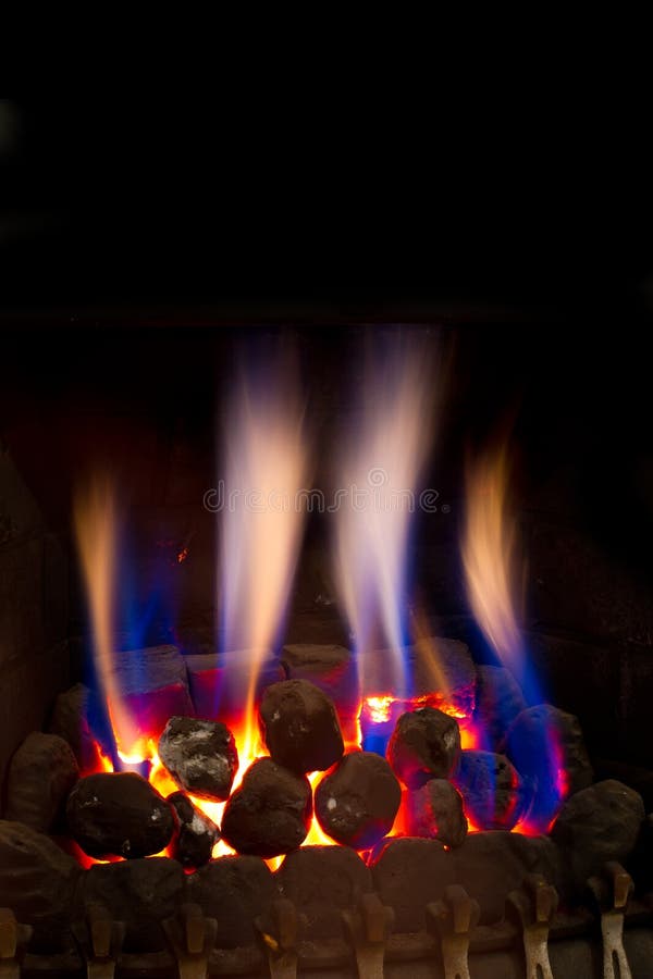 Gas Fire Burning Strongly Inside a Modern Home Stock Photo - Image of ...