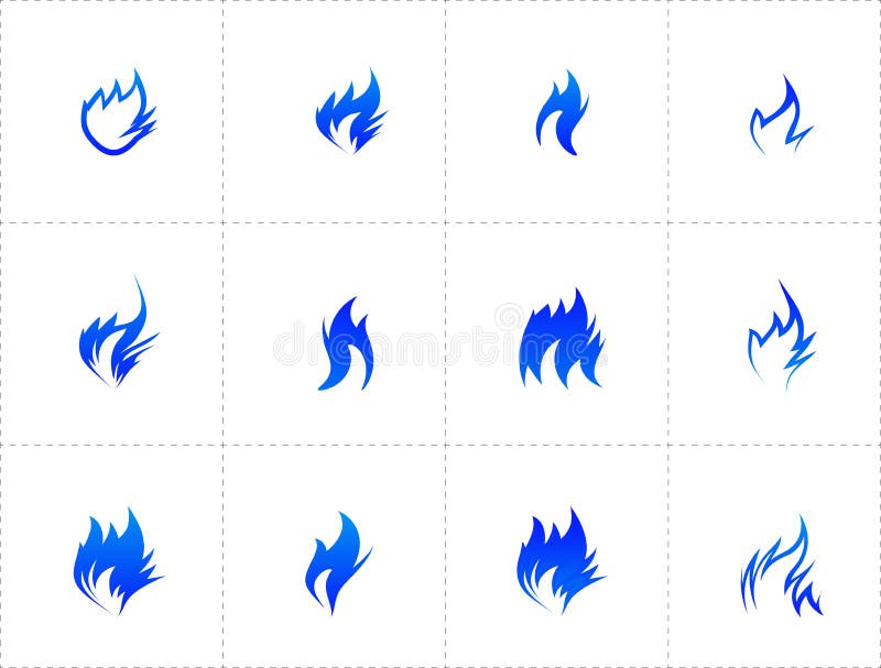 Gas fire icon set stock vector. Illustration of blue - 45730073