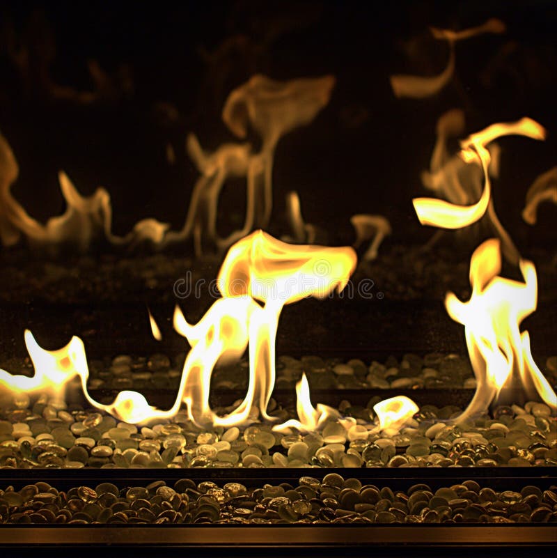 Gas Fire with Reflection stock photo. Image of flames - 109870134