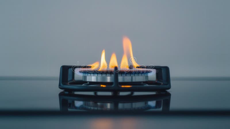 Gas Flame Burning Brightly on a Stove with a Clean White Background ...