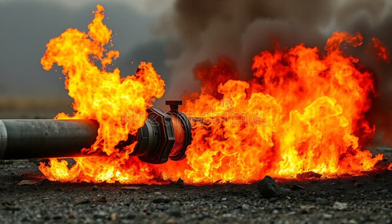 Gas Flame Burning Fire and Energy Source Heat and Power Generative AI ...