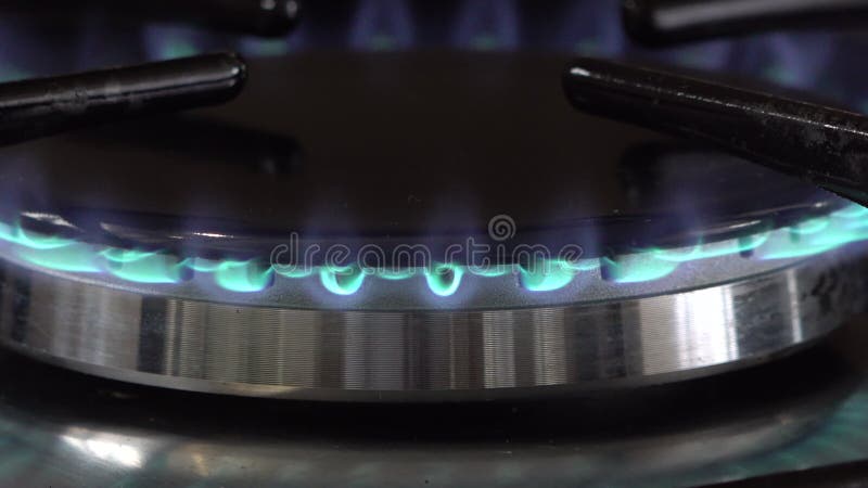 Gas Flame of a Domestic Kitchen Oven Stock Video - Video of flame, blue ...