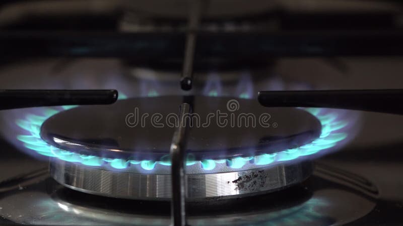 Gas Flame of a Domestic Kitchen Oven Stock Video - Video of energy ...
