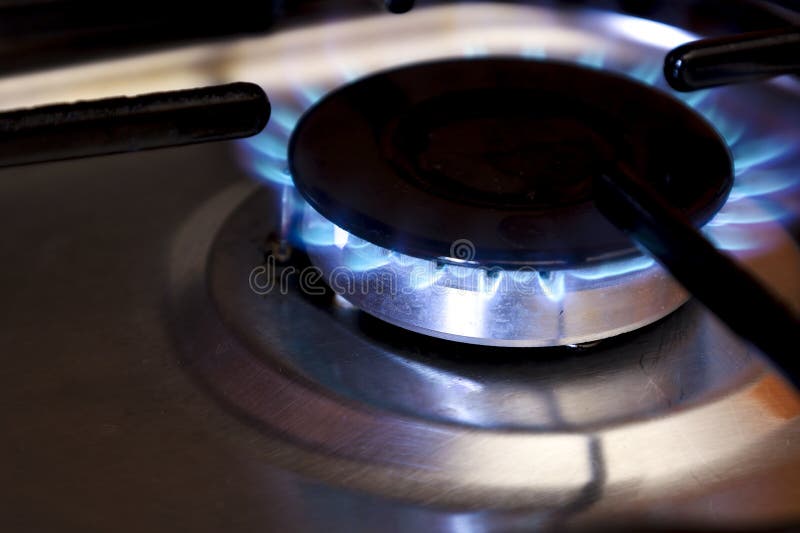 A Gas Flame on a Hob in a Kitchen Stock Photo - Image of money, burn ...