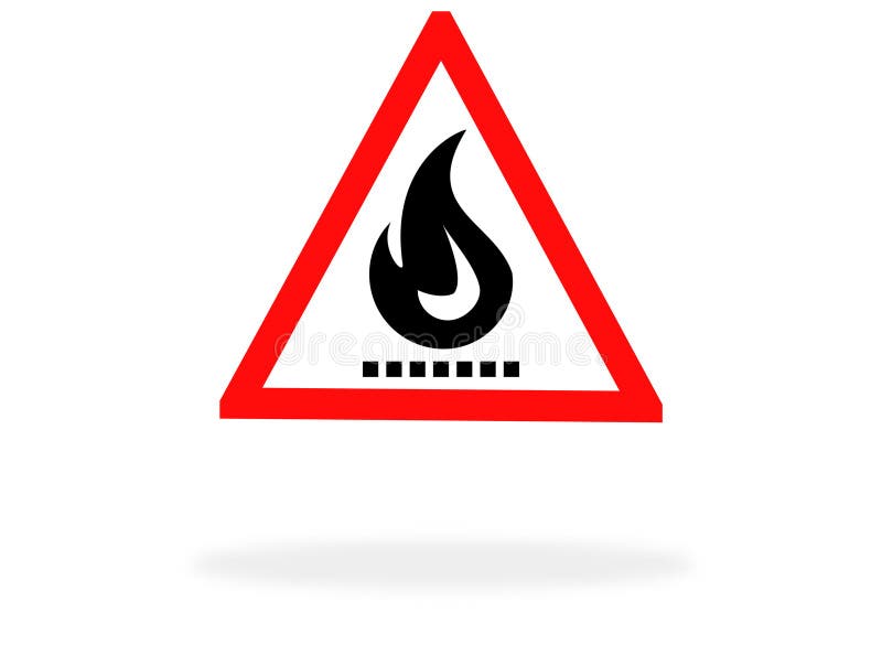 Gas Flame on Red Warning Sign Stock Illustration - Illustration of ...