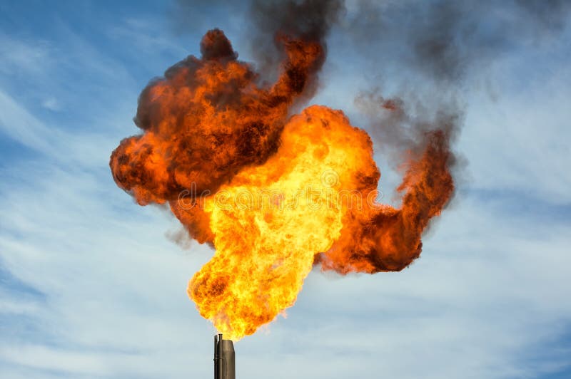 Gas flaring. stock photo. Image of construction, contamination - 58941078