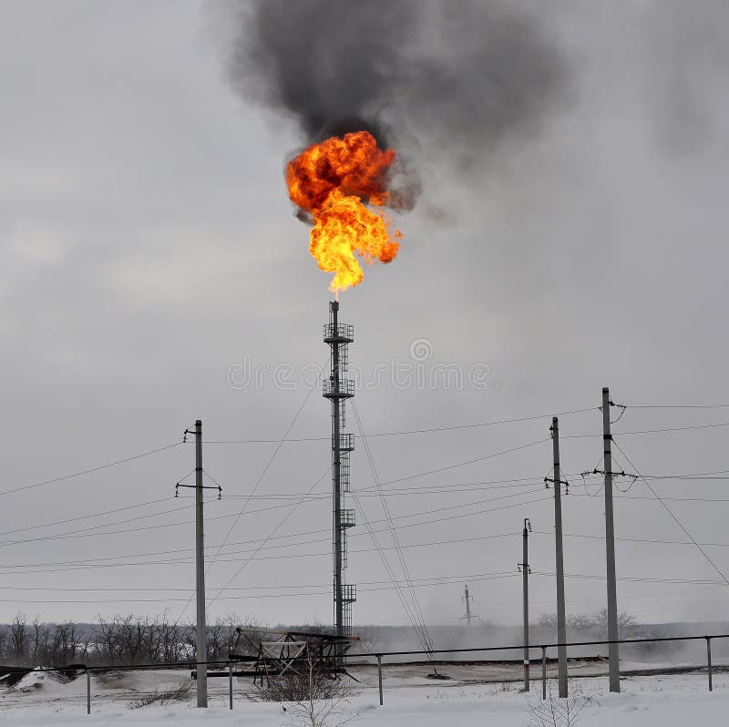Gas Flaring in the Oil Field Editorial Stock Photo - Image of natural ...