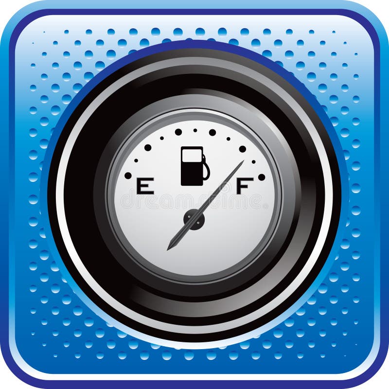 Gas Gauge on Blue Halftone Web Button Stock Vector - Illustration of ...