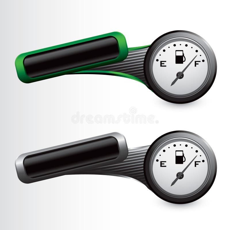 Gas Gauge on Green and Gray Tilted Banners Stock Vector - Illustration ...