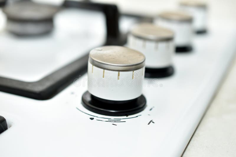 Gas Ignition Knobs on Gas Stove Burners. Stock Photo - Image of ...