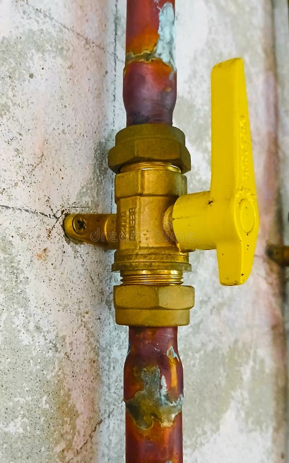 Gas Isolation Valve on Pipes Inside the House Stock Image - Image of ...