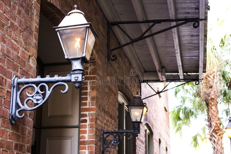 Gas Light stock image. Image of brick, antique, building - 66961959