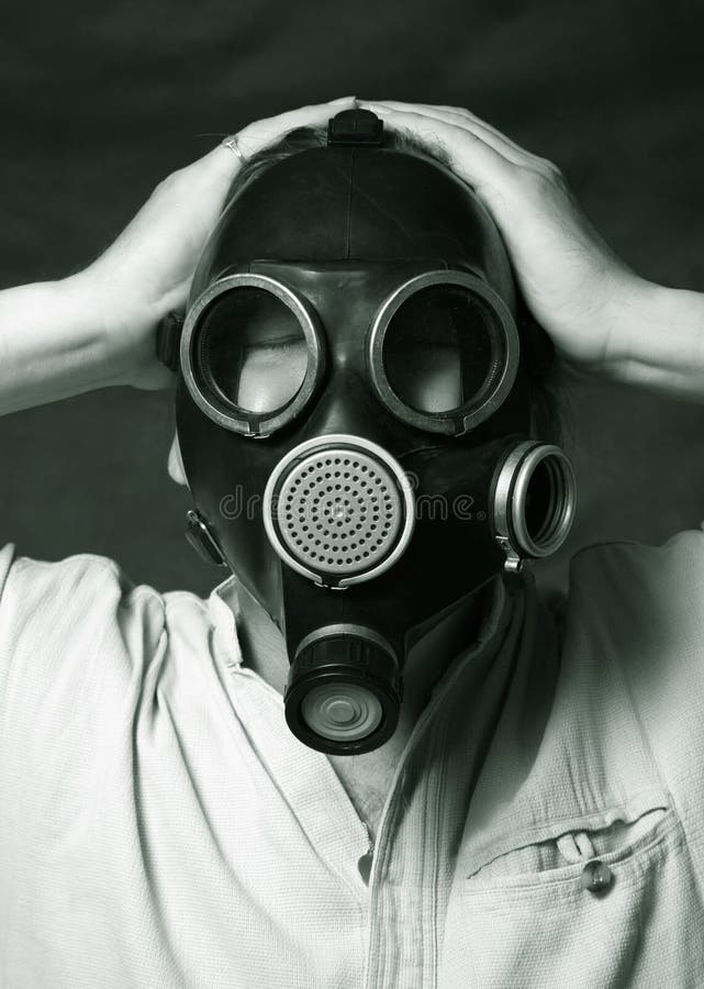 Portrait in gas mask stock photo. Image of restriction - 575974