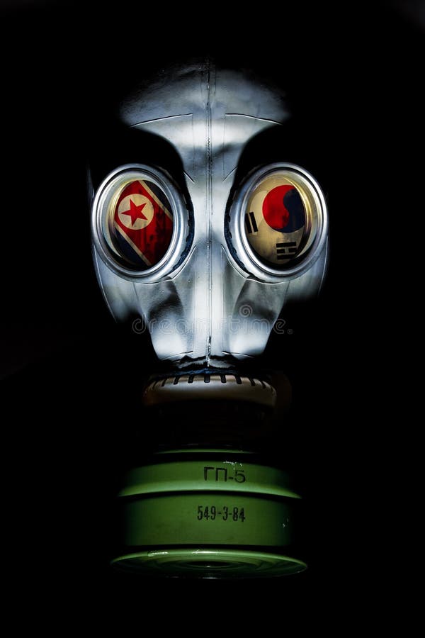 Gas Mask with American and Iraq Flag in Eye Socket Stock Photo - Image ...