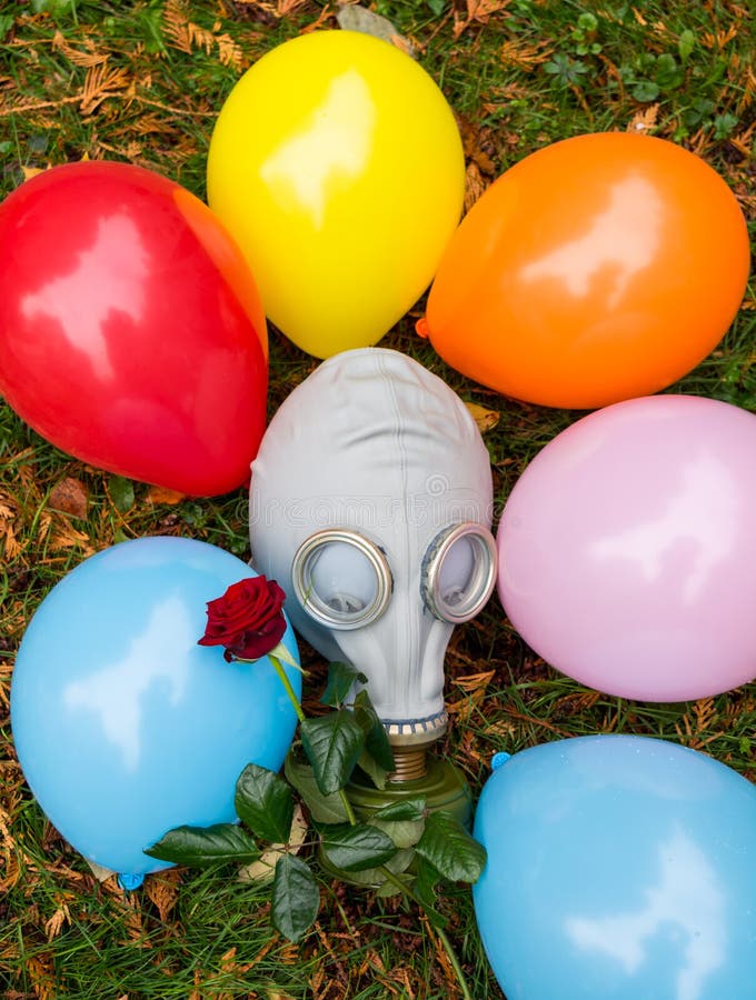 Gas mask with balloons stock image. Image of safety, breathing - 46019025