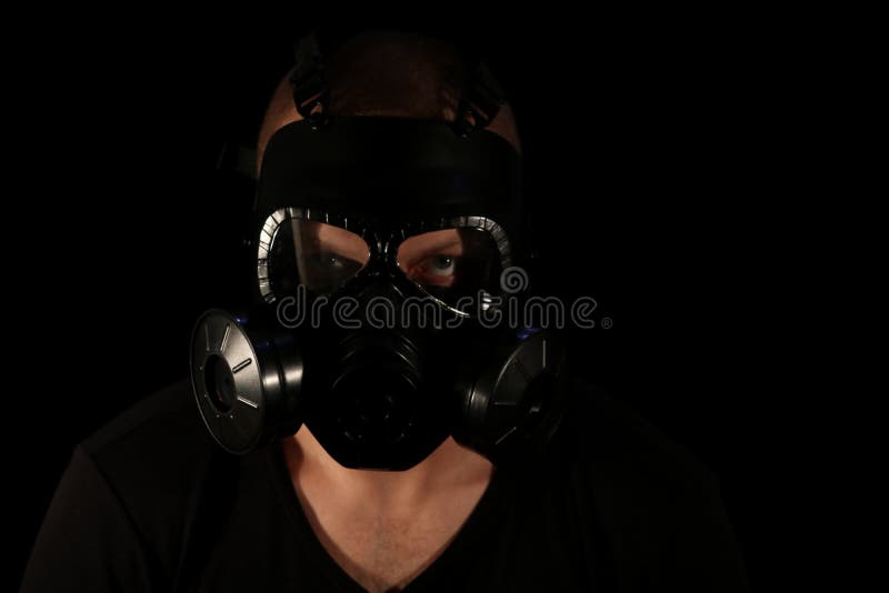 Gas Mask on a Black Background. Stock Image - Image of disappeared ...