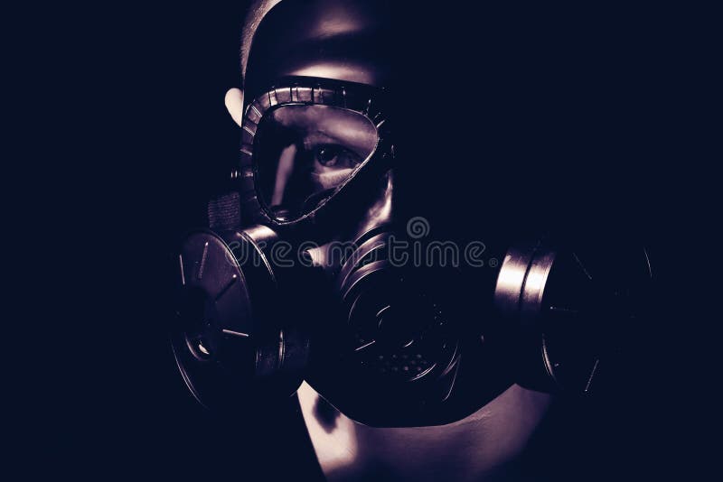 Gas Mask on a Black Background. Stock Photo - Image of fear ...