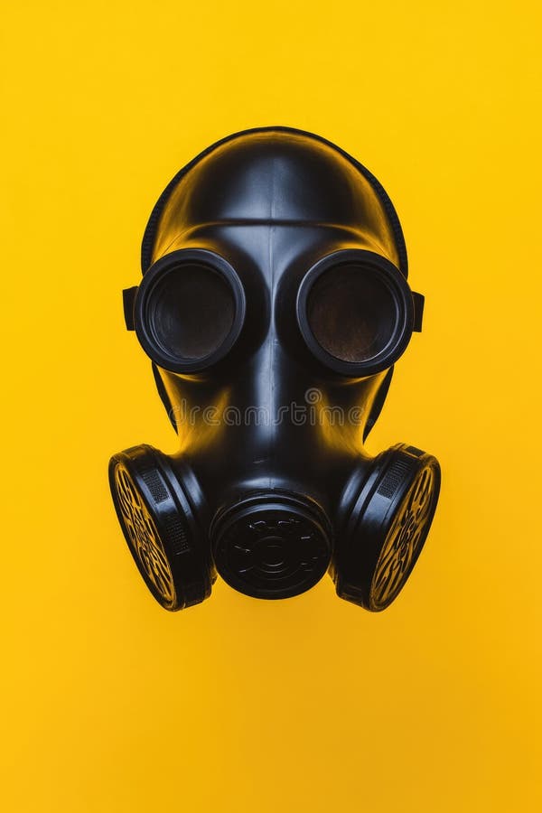 Gas Mask on Yellow Background Stock Photo - Image of crisis, protection ...
