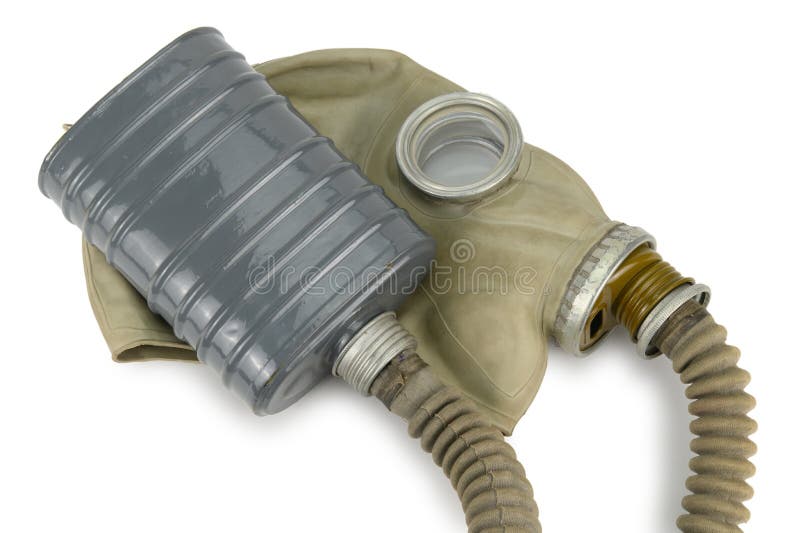 Gas Mask with Corrugated Tube and Filter Box Stock Photo - Image of ...
