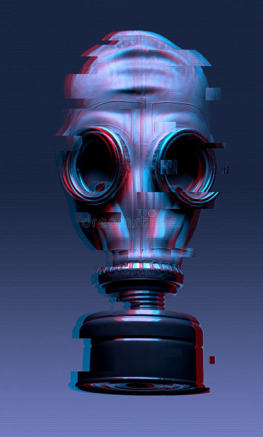 Gas Mask on a Dark Background. Stock Photo - Image of glitch, effect ...