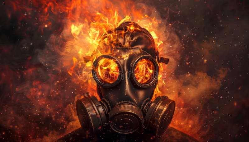 Gas mask of fire stock illustration. Illustration of poster - 337484964