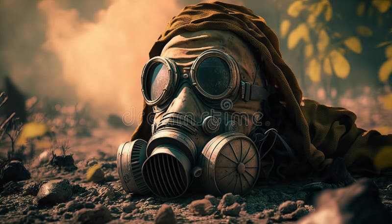 Gas Mask on the Ground . Post-apocalyptic Concept, Generative AI Stock ...
