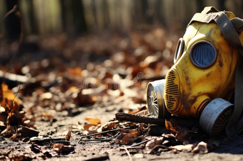 A Gas Mask Left on a Chemically Contaminated Area Stock Illustration ...