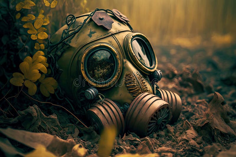 Gas Mask Lying on Ground during Radiation Hazard Stock Illustration ...