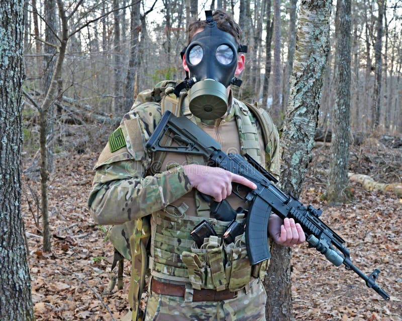 Gas Mask Soldier stock photo. Image of assault, machine - 39149028