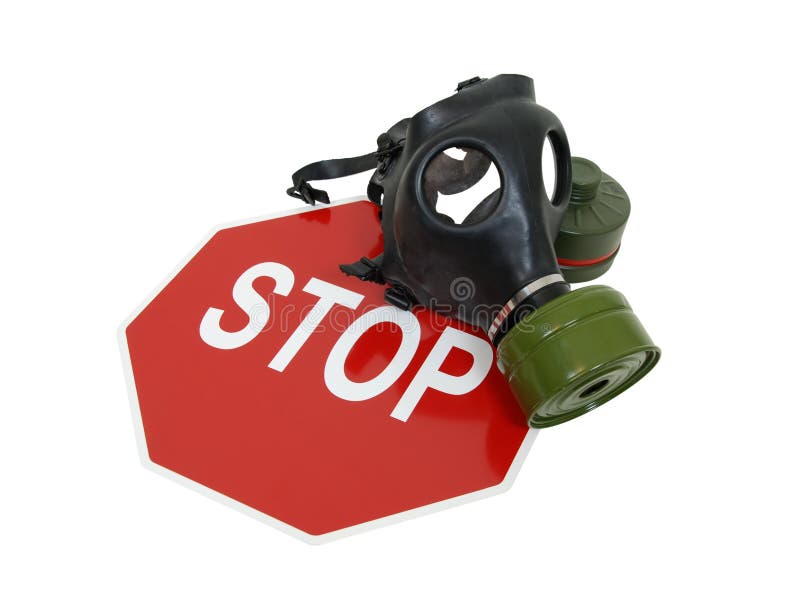 Gas Mask And Stop Sign Stock Photography - Image: 9584602
