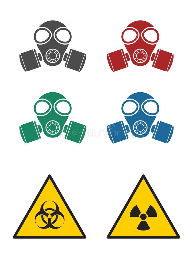 Gas mask with warning sign stock vector. Illustration of chemical ...
