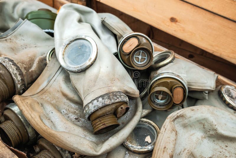 Gas masks in a box stock image. Image of respirator - 115389177