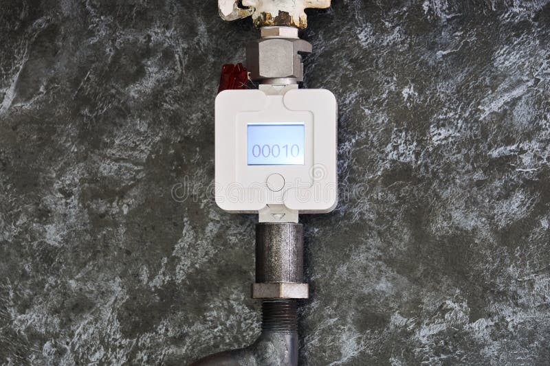 The Gas Meter is Installed on a Pipe in the Kitchen Stock Image - Image ...