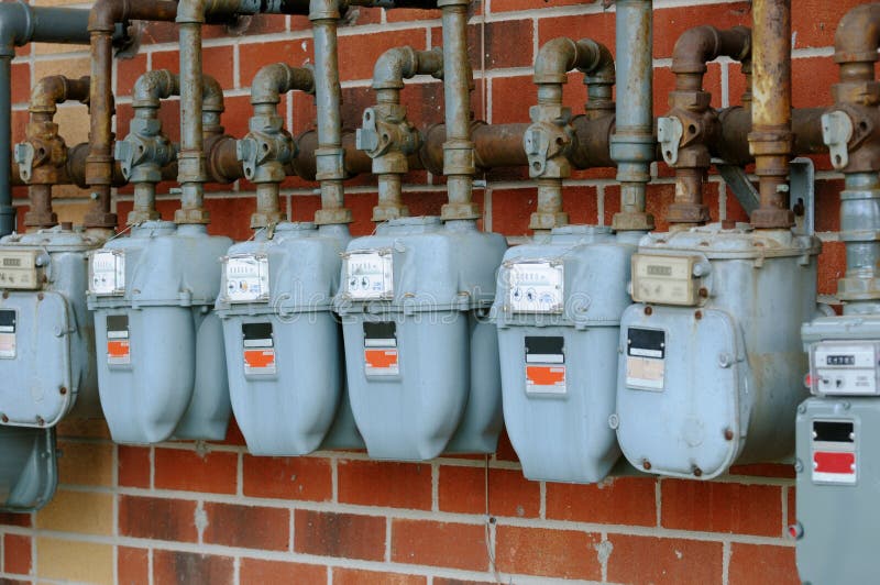 Gas meters stock photo. Image of brick, pipe, energy - 14553232