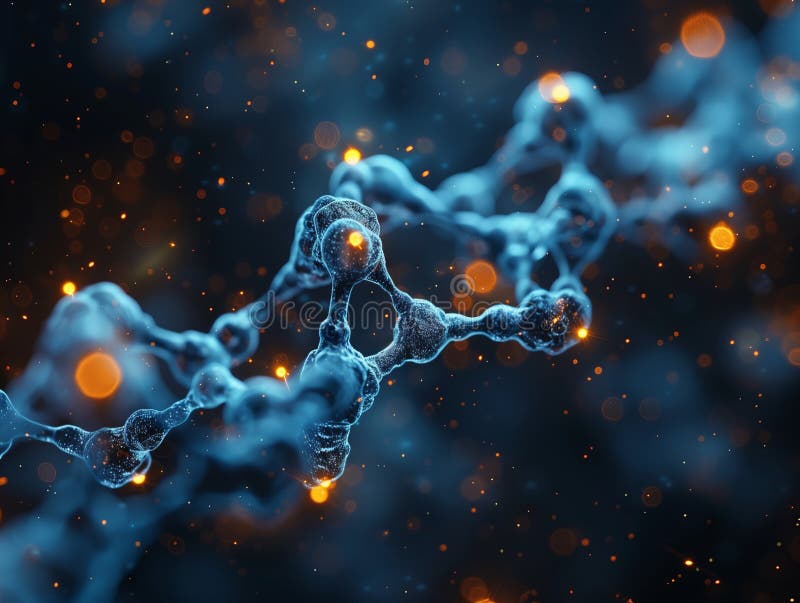 Gas Molecule with Electric Blue Dots in a Dark Space Art Scene Stock ...