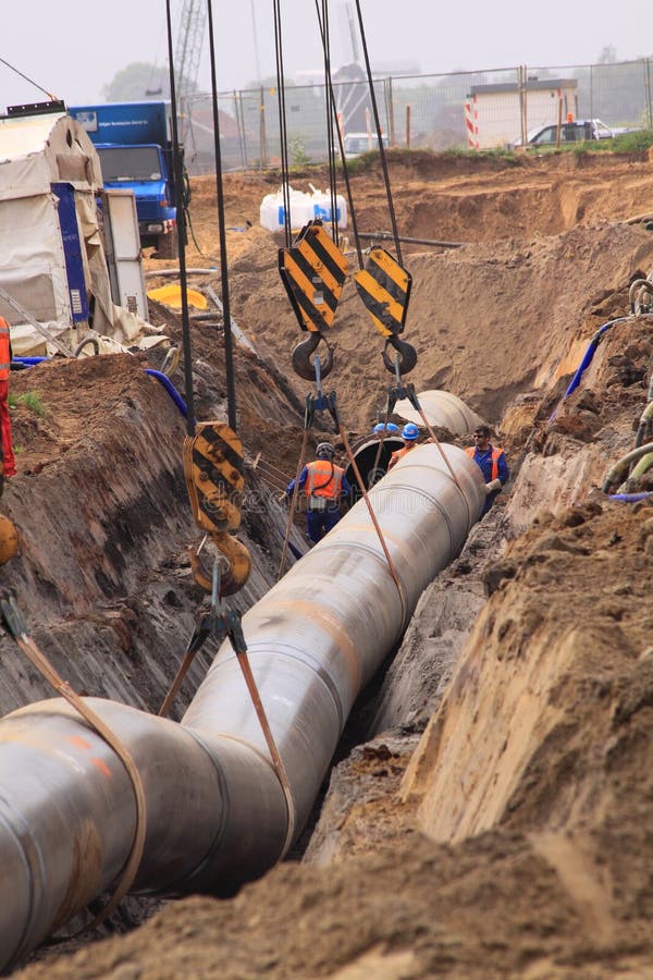Gas pipe construction site editorial photography. Image of digging ...